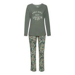 Vivance Pyjama Damen Gr&ouml;&szlig;e L camel / mint / jade / wei&szlig; Winterkleid