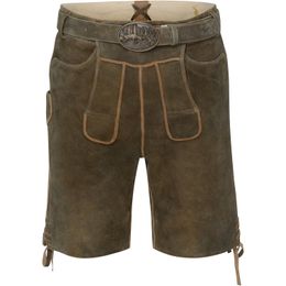 Almsach Kurze Lederhose mit G&uuml;rtel Gr&uuml;n/Braun (Gr&ouml;&szlig;e: 48)