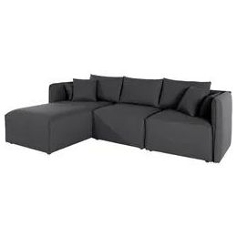 Ecksofa Andas "Nöre L-Form", grau (dunkelgrau), B:262cm H:74cm T:172cm, Samtoptik (100% Polyester), Struktur (100% Polypropylene), Webstoff (100% Polyester), Struktur fein (100% Polyester), Luxus-Microfaser Lederoptik (100% Polyester), Baumwoll-/Leinenmix (60% Baumwolle/40% Leinen), Sofas, 3 Teile, in vielen Bezugsqualitäten und Farben. S. auch "Nöre"