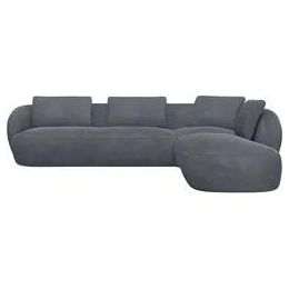 Ecksofa FLEXLUX "Torino, rund, L-Form, Sofa-Ecke mit Ottomane", grau (soft grau), B:296cm H:85cm T:237cm, Sofas, Modernes, organisches Sofa-Design, Kaltschaum, Wellenunterfederung