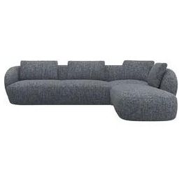 Ecksofa FLEXLUX "Torino, rund, L-Form, Sofa-Ecke mit Ottomane", grau (granite grau), B:296cm H:85cm T:237cm, Sofas, Modernes, organisches Sofa-Design, Kaltschaum, Wellenunterfederung