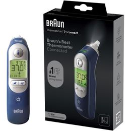 Fieberthermometer Braun "ThermoScan 7+ connect Ohrthermometer IRT6575NWE", blau, TemperaturmessgeräteB:6cm H:15cm T:4cm, Kunststoff, Für alle Altersgruppen geeignet, einschließlich Neugeborene, Bluetooth, B:6cm H:15cm T:4cm