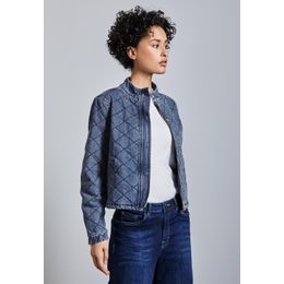 Jeansjacke Street One, Damen, Gr. 44, blau (medium blau authentic), Jeans, Obermaterial: 100% Baumwolle; Futter: 100% Polyester, unifarben, casual, normal normal, hoch geschlossener Ausschnitt, Langarm Bündchen, Jacken, aus reiner Baumwolle