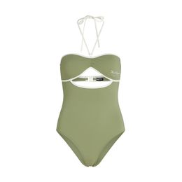 K by KARL LAGERFELD Karl Lagerfeld Badeanzug 'Hotel' Damen Größe S khaki / weiß