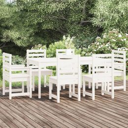 vidaXL 7-tlg. Garten-Essgruppe Weiß Massivholz Kiefer