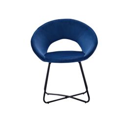 Schalenstuhl Samtbezug blau Gestell schwarz LENNY
