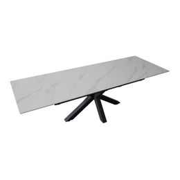 Esstisch Keramik weiß 180(260) x 90 ausziehbar Spider-Gestell schwarz MIMO
