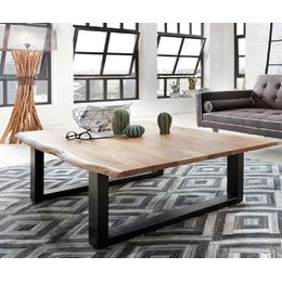 Couchtisch Baumkante 120x80 cm Akazie naturfarben schwarz Noah