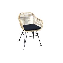 Esszimmerstuhl Armlehnenstuhl Rattan Farbe natur inkl. Kissen ANTALYA