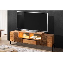 Lowboard 180 x 55 x 40 cm Akazienholz stonefarben LAURETTE