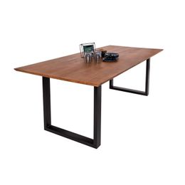 Esstisch 240x100cm Akazie massiv nussbaumfarben schweizer Kante U-Gestell ATLANTA