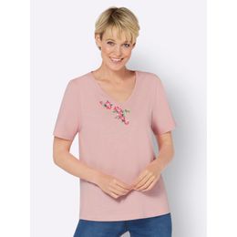 WITT Damen V-Shirt mit platziertem Print, hortensie-pink, Gr&ouml;&szlig;e 44
