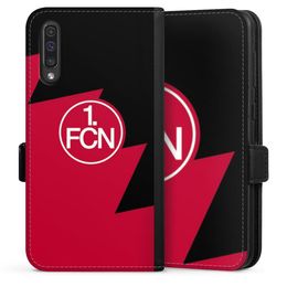 DeinDesign Galaxy A50 Handy Klapph&uuml;lle Handyh&uuml;lle aus Kunst Leder schwarz Flip Case 1. Fcn 1. Fc N&uuml;rnberg Merchandise Sideflip mit Lasche