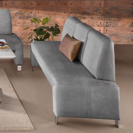 Polsterbank exxpo - SOFA FASHION "Intenso, Sitzbank, Breite 182 cm, wahlweise in Leder oder Textil", grau (hellgrau), B:182cm H:91cm T:67cm, NaturLeder, Strukturstoff (Zusammensetzung: Polyester 100%), Luxus-Microfaser (Zusammensetzung: Aufgeflockte 100% Polyester Schicht mit Prägung), Cord (Zusammensetzung: Polyester 100%), Sitzbänke, hohe Bodenfreiheit, frei im Raum stellbar, hoher Sitzkomfort