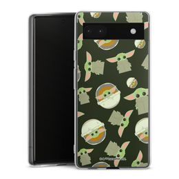 DeinDesign Google Pixel 6a Handy Silikon Hülle Case transparent Handyhülle Official Licensed Product Star Wars Muster Baby Yoda Silikon Case
