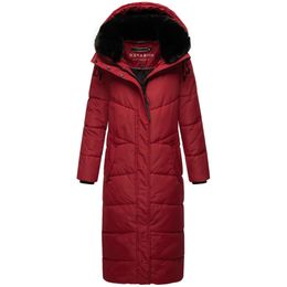 Steppmantel Navahoo "Hingucker XIV", Damen, Gr. L (40), rot (dunkelrot), Obermaterial: 100% Polyester, Futter: 100% Polyester, Wattierung: 100% Polyester, modisch, gerade ca. Mitte Wade, hoch geschlossener Ausschnitt, Langarm eng Rippstrickbündchen, Mäntel, Damen Wintermantel mit abnehmbaren Kunstfellkragen