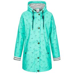 Regenjacke DEPROC Active "Friesennerz WIZZARD PEAK WOMEN UMBR", Damen, Gr. 44 (L), blau (türkis), Obermaterial: 100% Polyurethan; Futter: 100% Polyester, casual, figurumspielend, Langarm gerader Abschluss mit Druckknopf, Jacken, auch in Großen Größen erhältlich