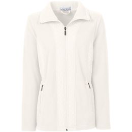 Fleecejacke Casual Looks, Damen, Gr. 42, beige (ecru), 100% Polyester, unifarben, figurumspielend, Langarm, Jacken