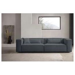 3-Sitzer "PIARA, Couch mit Kedernaht, Sofa in Cord oder Leinenoptik", grau (anthrazit), B:275cm H:66cm T:101cm, 100% Polyester, LeGer Home by Lena Gercke, Sofas, schwarze Füße, bequemer Sitzkomfort