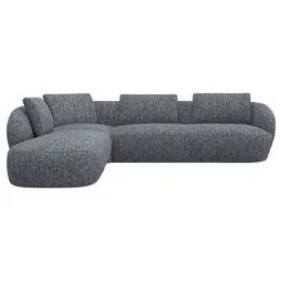 Ecksofa FLEXLUX "Torino, rund, L-Form, Sofa-Ecke mit Ottomane", grau (granite grau), B:296cm H:85cm T:237cm, Sofas, Modernes, organisches Sofa-Design, Kaltschaum, Wellenunterfederung