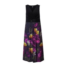 Ulla Popken Kleid Damen Größe 54/56 gelb / lila / schwarz Winterkleid