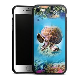 DeinDesign iPhone SE (2020) Handy Premium Silikon H&uuml;lle Handyh&uuml;lle schwarz Case Animals Ocean Turtle Silikon Premium Case