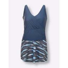 feel good Damen Badeanzug in Kleidchen-Form, dunkelblau-aqua-bedruckt, Gr&ouml;&szlig;e 38C