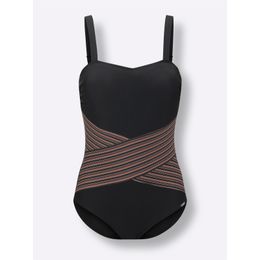 sheego Gro&szlig;e Gr&ouml;&szlig;en Badeanzug mit figurformendem Effekt, schwarz-cognac, Gr&ouml;&szlig;e 44B - Damen