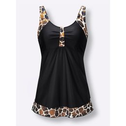 feel good Damen Tankini-Oberteil mit Bord&uuml;re, schwarz-schoko, Gr&ouml;&szlig;e 52B