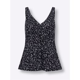 WITT Damen Tankini-Oberteil mit V-Ausschnitt, schwarz-wei&szlig;-bedruckt, Gr&ouml;&szlig;e 44B