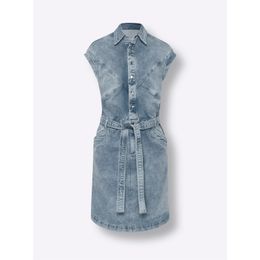 Heine Witt Damen Jeanskleid mit Druckknopf-Leiste, blue-bleached, Gr&ouml;&szlig;e 48