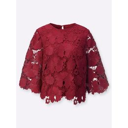 WITT Damen Spitzenbluse mit ausgestellten &Auml;rmeln, kirsche, Gr&ouml;&szlig;e 36