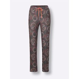 w&auml;schepur w&auml;schepur Damen Schlafanzug mit weitem Rundhals-Ausschnitt, orange-anthrazit-bedruckt, Gr&ouml;&szlig;e 40/42