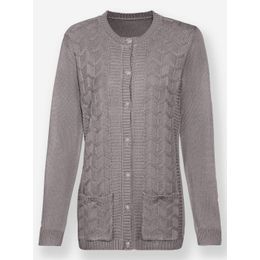 WITT Damen Strickjacke mit Schmuckkn&ouml;pfen, steingrau, Gr&ouml;&szlig;e 40