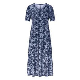 WITT Damen Jerseykleid mit Lochverzierungen, marine-wei&szlig;-bedruckt, Gr&ouml;&szlig;e 40