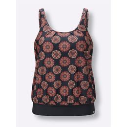 feel good Damen Tankini-Oberteil mit Mandala-Motiven, schwarz-rot-bedruckt, Gr&ouml;&szlig;e 38B