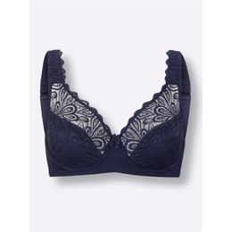 w&auml;schepur w&auml;schepur Damen Entlastungs-BH mit B&uuml;gel mit floraler Spitze, marine, Gr&ouml;&szlig;e 90D