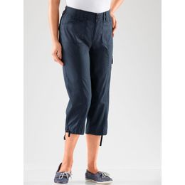 Caprihose Casual Looks, Damen, Gr. 21, Kurzgrößen, blau (marine), 98% Baumwolle, 2% Elasthan, unifarben, 3/4-Länge, Hosen