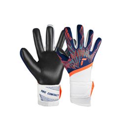 Torwarthandschuhe Reusch "Pure Contact Gold Junior", Kinder, Gr. 5,5, blau (blau, orange), 82% Elastodien, 10% Polyester, 7% Polyamid, 1% Polyurethan, mehrfarbig, sportlich, Handschuhe, mit Hybrid Negative Cut