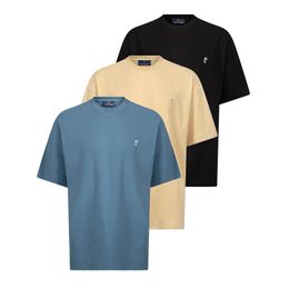 Jacey Quinn 3 PACK of Oversize T-Shirt Herren Größe M beige / blau / schwarz