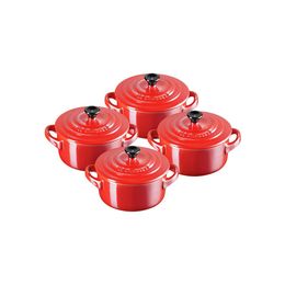 Le Creuset Mini-Cocotte 4er-Set 10cm Metallics Kirschrot