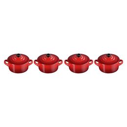 Le Creuset Mini-Cocotte 4er-Set 10cm Kirschrot