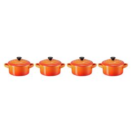 Le Creuset Mini-Cocotte 4er-Set 10cm Ofenrot