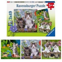 Ravensburger Süße Samtpfötchen Puzzle, 3 x 49 Teile