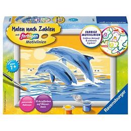 Ravensburger Malen-nach-Zahlen Freunde des Meeres Delfine mehrfarbig