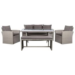 Tisch mit 3 Sesseln DKD Home Decor Braun Synthetischer Rattan (177 x 72 x 80 cm)