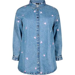 ZIZZI Bluse 'FLOWER' Damen Gr&ouml;&szlig;e L hellblau / pink