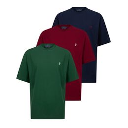 Jacey Quinn 3 PACK of Oversize T-Shirt Herren Gr&ouml;&szlig;e XXL dunkelblau / dunkelgr&uuml;n / dunkelrot