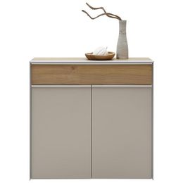 Dieter Knoll Collection Dieter Knoll Schuhschrank , Eiche, Alu, Cappuccino , Holzwerkstoff , Eiche , 2 Fächer , 1 Schubladen , 102x98x34 cm , erweiterbar, Beimöbel erhältlich