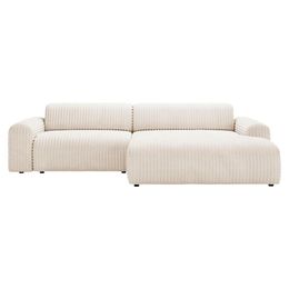 Ecksofa , Creme , Textil , 3-4-Sitzer , Füllung: Schaumstoffflocken , Ottomane rechts, L-Form , 292x178 cm , Rücken echt , Wohnzimmer, Sofas &